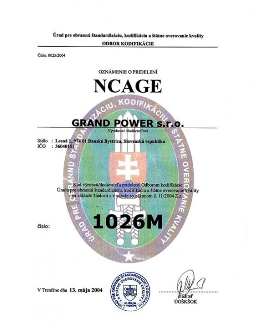 NCAGE GRAND POWER - Grand Power Ltd